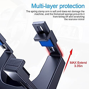 Car Rear View Mirror Phone Mount, Universal 360° Rotation Expandable Car Phone Holder Cradle for Most Mobile Phone Devices iPhone 13/13 Pro/12/11/XS/XR/8 Plus, Samsung Galaxy, GPS Google Map