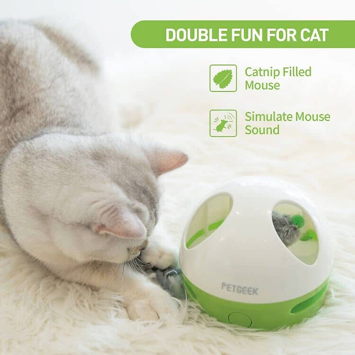 PETGEEK Interactive Cat Toy, Hide Mouse Cat Toy with Squeaky Mouse, Electronic Automatic Cat Toys with Catnip Filled Hidey Mouse, Cat Toys Interactive for Indoor Cats Exercise & Game