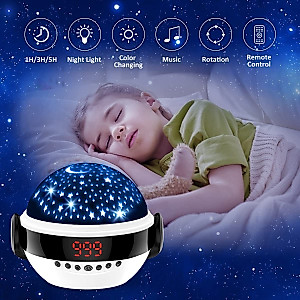 Baby Night Lights Star Projector for Kids Room White Noise Nursery Sound Machine Sleep Soother Bedside Lamp 6 Natural Sounds 6 Lullabies Music Remote Timer