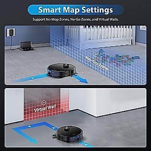 Tikom L9000 Robot Vacuum and Mop Combo, LiDAR Navigation, 4000Pa Robotic Vacuum Cleaner, Up to 150Mins, Smart Mapping, 14 No-go Zones, Good for Pet Hair, Carpet, Hard Floor