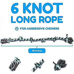 Giant Dog Rope Toys for Extra Large Dogs - 42 Inch, 6 Knot Tough Rope Chew Toys for Large Dogs - Benefits Non-Profit Animal Rescue - Indestructible Dog Toy for Aggressive Chewers and Large Dog Breeds