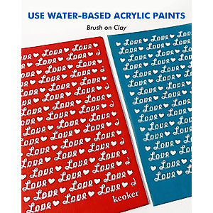 KEOKER Valentines Silk Screen Stencils for Polymer Clay, Valentines Silk Screen for Polymer Clay, 3PCS Valentine Silk Screen Polymer Clay, Heart Pattern Polymer Clay Stencil (Heart)