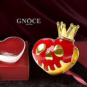 GNOCE Halloween Horror Charm Bead Sterling Silver 18k Gold Plated Poison Apple with Crown Charm For Bracelet/Necklace For Women Girls
