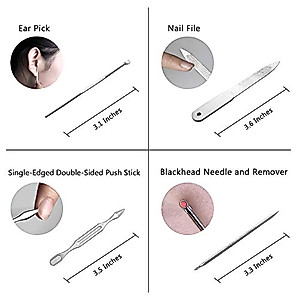 Nail Grooming Kit 12 Pieces - Nail Care Kit For Women Stainless Steel, Professional Hand, Foot & Nail Tools with Luxurious Travel Case. Compact 6x3" (Rose Gold)