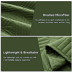 Lavsiry Olive Quilt Bedding Set King Size, Summer Lightweight Green Large Diamond Pattern Bed Spread, Soft Microfiber Bedspread & Coverlet for All Seasons - 3 Piece(1 Quilt, 2 Pillow Shams)