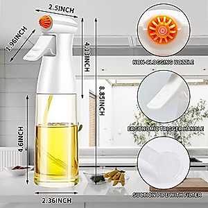 HXJV Olive Oil Sprayer for Cooking, 200ml Glass Oil Spray Bottles for Kitchen, Continuous Oil Mister Spray Bottle, Kitchen Gadgets for Air Fryer Accessories, Olive Oil Dispenser for Baking, Salad, Bbq