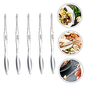Healvian 5pcs Stainless Steel Crab Fork Tool Heavy Duty Forks Seafood Tools Lobster Eating Tools Prawns Picks Seafood Opener Tool Set Crabs Eating Tools Kit Crabs Eating Fork Silver
