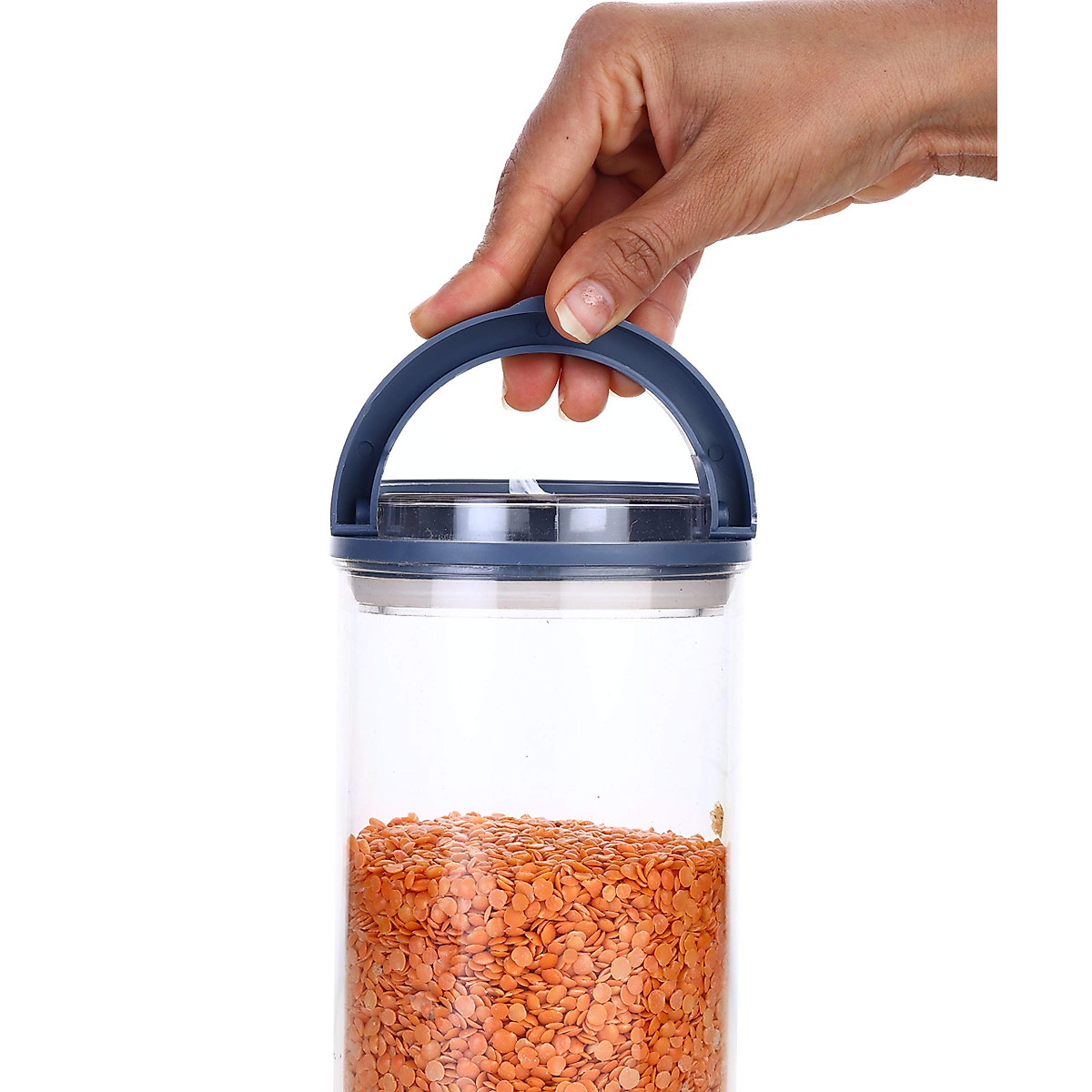 MACHAK Plastic Vaccume Smart Airtight Kitchen Storage Container Set, 900ml (Grey, Set of 10)