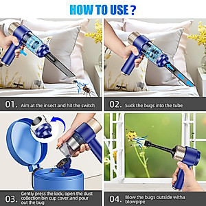 Bug Vacuum Catcher,Spider Killer Insect Catcher with LED Lights,Cordless Handheld Vacuum Cleaner for Car Bug Catcher Indoor with USB for Stink Bug,Moth,Spider Strong Suction Bug Sucker for Home,Office