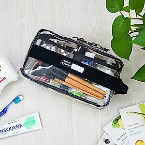 Rough Enough Clear Toiletry Bag Travel Makeup Cosmetic Bags Organizer Case for Toiletries with Zipper Pockets and Handle