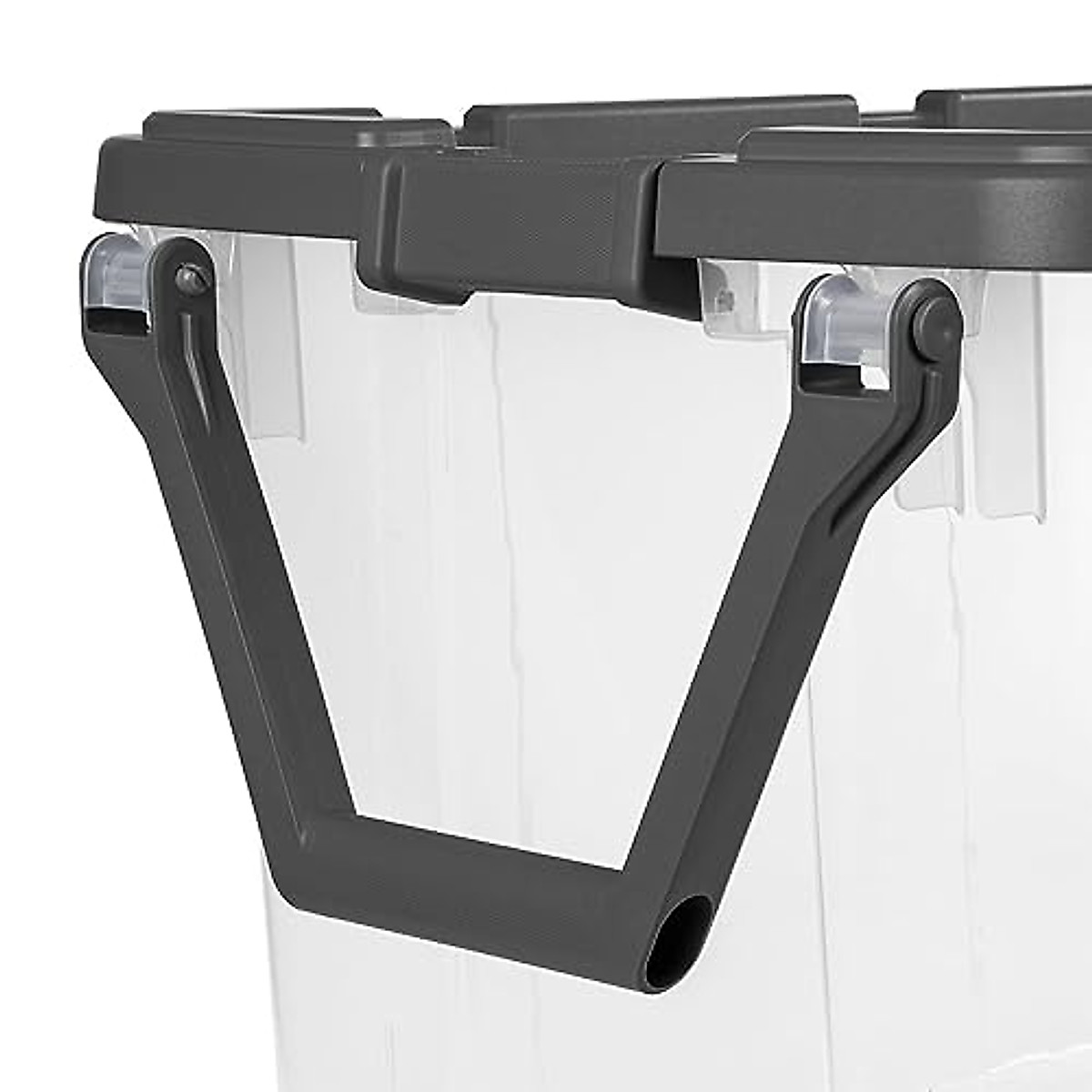 AVSAN Wheeled Industrial Tote Plastic Storage Box with Durable Lid 40 Gallon /151 Liter Rolling Storage Bins with Lids & Base w/Racer Red Handle & Latches, Black， 2-Pack