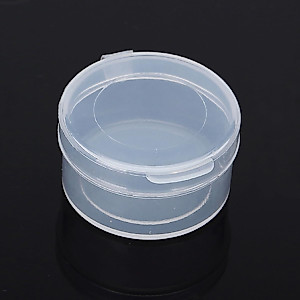 Farmer Mani 24 PACK Small Transparent Plastic Bead Organizers Clear Storage Box Round Organizer for Storage Small Items, Hardware-0.24 oz