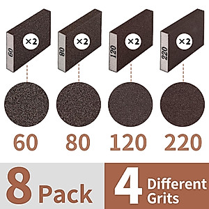 8 Pack Sanding Sponge, Sanding Blocks 60/80/120/220 Grit Assortment, Sand Paper for Wood Furniture, Sander Pads, Washable and Reusable Sandpaper for Drywall Metal Glasses Repair