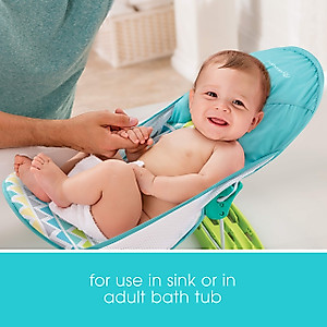 Summer Deluxe Baby Bather (Triangle Stripes) – Bath Support for Use in the Sink or Bathtub – Includes 3 Reclining Positions