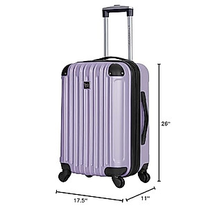 Travelers Club Midtown Hardside Luggage Travel Set, Spinner Wheels,Zippered Divider,Telescopic Handle,Lightweight, Lilac, 4-Piece Set