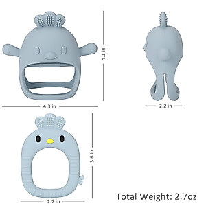 Socub Silicone Baby Teething Toy for Infants 3 Months+, BPA Free Never Drop Silicone Mitten Teether Toy for Soothing Sore Gums, Baby Chew Toys for Sucking Need (Beige