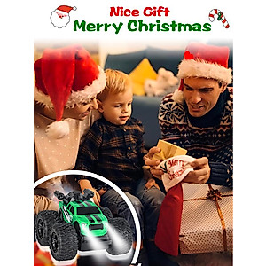 RC Stunt Car, RC Monster Trucks 4x4 Offroad, 4WD 360° Flips Rotating Car Toys for Boys and Girls, Toddler Remote Control Car with Spray Function, Ideal Birthday for Kids (Green)