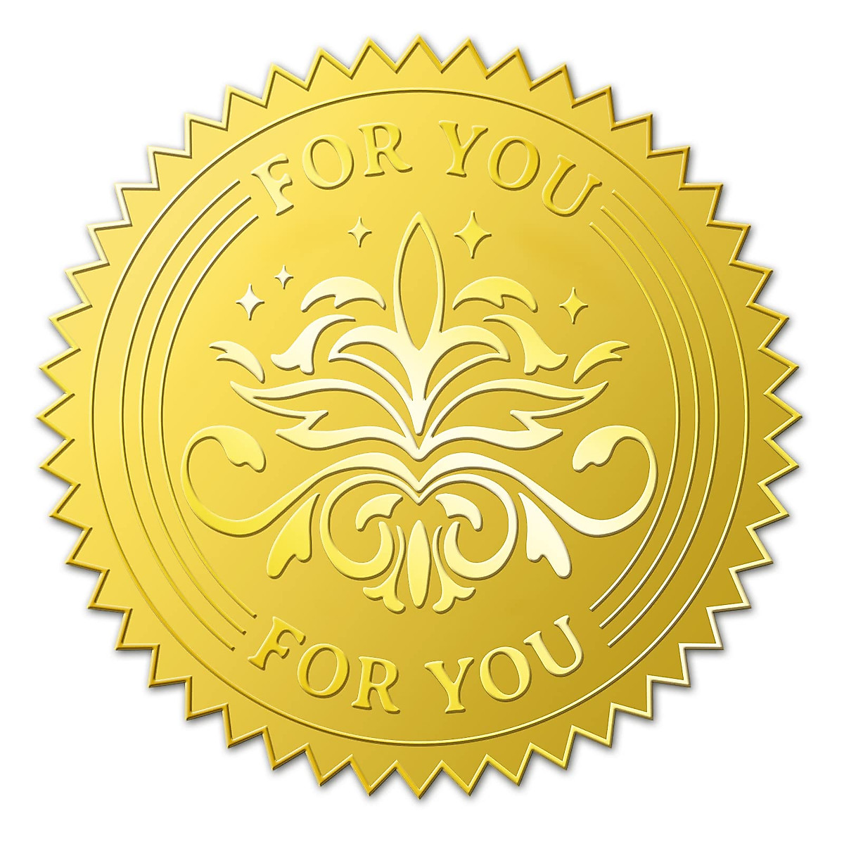 BENECREAT 100 Packs For You Vintage Filigree Embossed Gold Foil Stickers Vintage Filigree Self Adhesive Certificate Seals for Graduation, Notary Seals