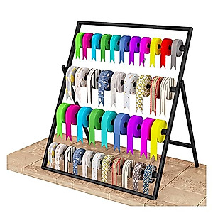 LZMZMQ Desktop Ribbon Organizer Rack for Gift Store/Craft Room, 4 Layer Metal Retail Stores Display Stand - Wrapping Paper/Crafts Items, Removable Rods (Color : Black, Size : Tall-58cm/22.8in)