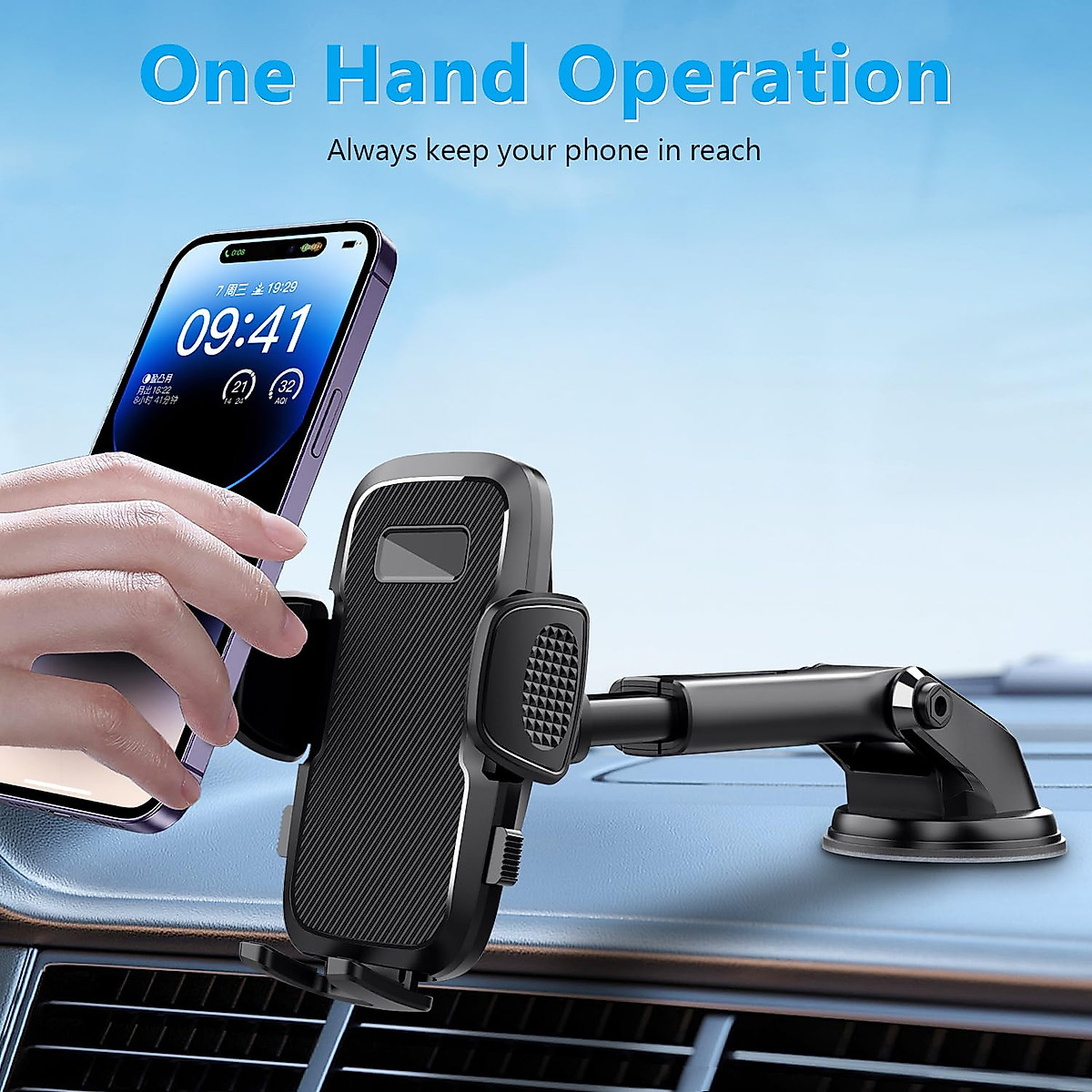 Phone Dash Mount for Car, Phone Holder for Car Windshield Dashboard Window, Gun Mount Hands Free Universal Automobile Cell Phone Holder Fit for iPhone Smartphones