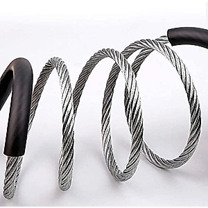 Bicycle Lock, Scooter Bike Motorcycle Cable Chain Lock, 180X1.2Cm, Double Open Key Combination Lock, High Strength Steel Cable