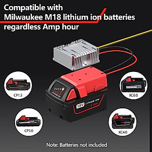 18V to 12V Step Down Converter Aadpter for Milwaukee M18 Batteries, DC 18V to DC 12V 15A 180W Milwaukee Power Wheel Inverter, Buck Boost Voltage Regulator with Low Voltage Protection (No Battery)