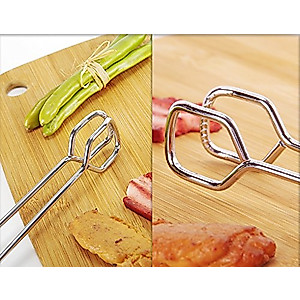 Stainless Steel Kitchen Tongs Hiash Heavy Duty Cooking Tongs Good Grips 10-Inch Scissors Tongs with Comfortable Red Handle for Cooking Barbecue