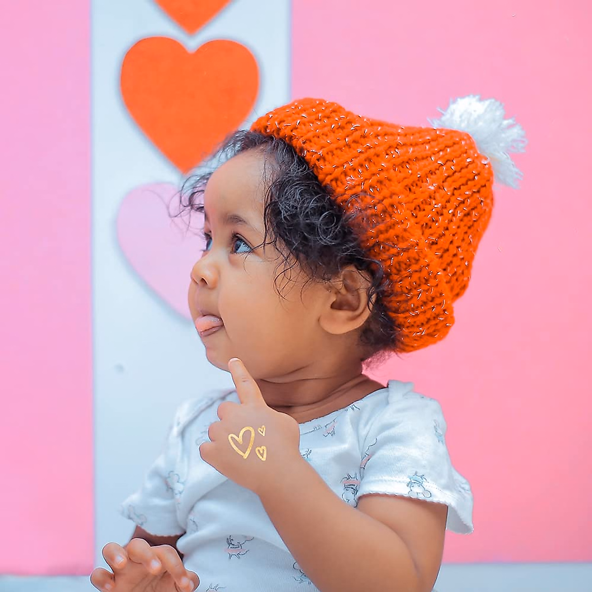 CLASSIC HEARTS set of 10 premium waterproof metallic gold foil temporary Flash Tattoos - Party Favors, Party Supplies, wedding, wedding shower, bride, bachelorette, hearts