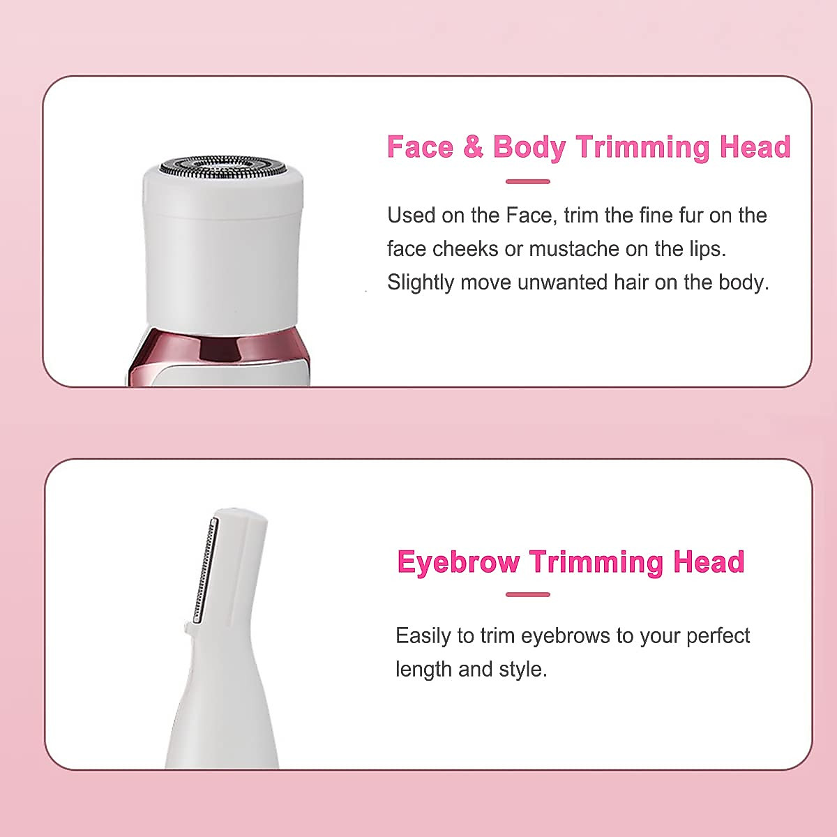 Electric Razor for Women,Hair Trimmer for Face Nose Eyebrow Beard Mustache Arm Leg Armpit Bikini,Painless Rechargeable Portable 4 in 1 Womens Body Shavers Set