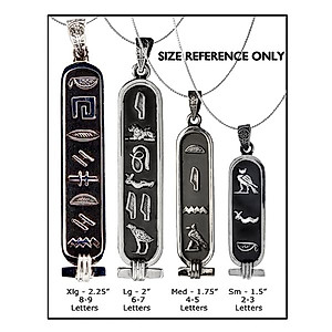 Discoveries Egyptian Imports Made in Egypt - Personalized Oxidized Sterling Silver Cartouche Necklace - 1-Sided Custom Pendant Handmade in Egypt - Size: Medium