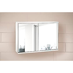 Croydex WC257022AZ Simplicity Double Door Mirrored Medicine Cabinet with Magnetic Push Catch Opening, White