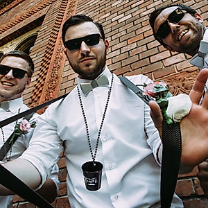 20 Pack Bachelor Shot Glass Necklace Bulk Groom Team Shot Cups with Beaded Necklace Bachelorette Bridal Shower Party Favors Supplies Wedding Proposal Gifts for Men Groomsman, Black