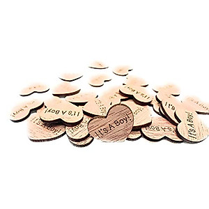 Wooden Heart Confetti ~ It's A Boy ~ Wood Hearts, Wood Confetti Engraved Love Hearts- Rustic Wedding Decor (100 count)