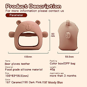 Baby Teething Toys,Baby Teether,Vcnoeo Anti-Drop Wrist Teether, Chewing Toys Suitable for Babies Over 3 Months Old,for Soothing Teething Pain (Caramel)