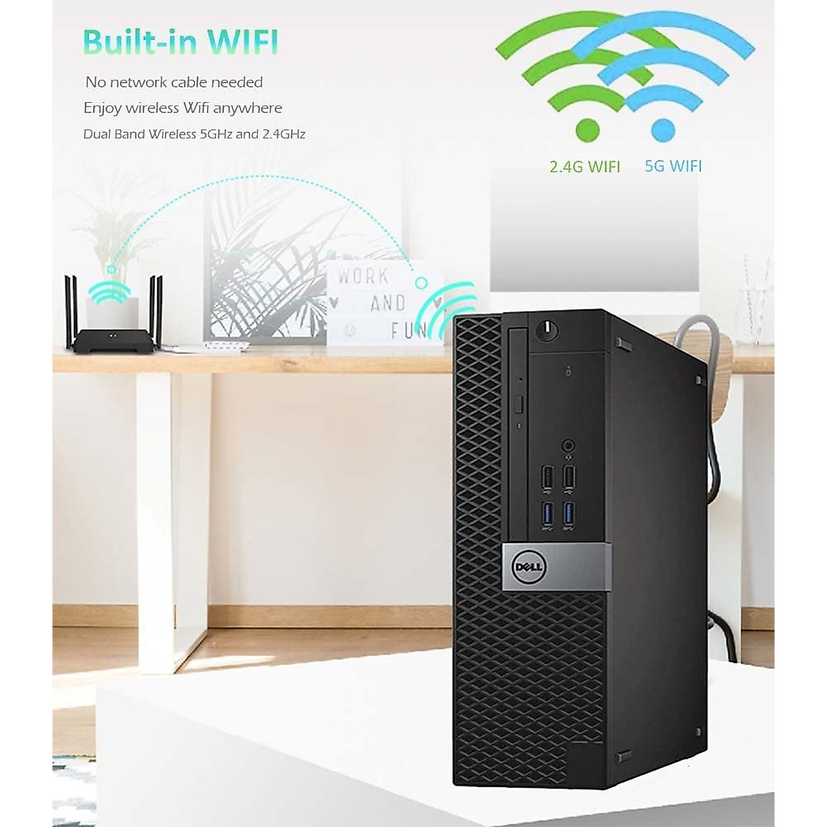Dell OptiPlex 3040 SFF Desktop Computer Intel Quad Core i7-6700 3.4GHz up to 4.0GHz 16GB New 1TB SSD Built-in WiFi & Bluetooth HDMI Dual Monitor Support Wireless Keyboard & Mouse Win10 Pro (Renewed)