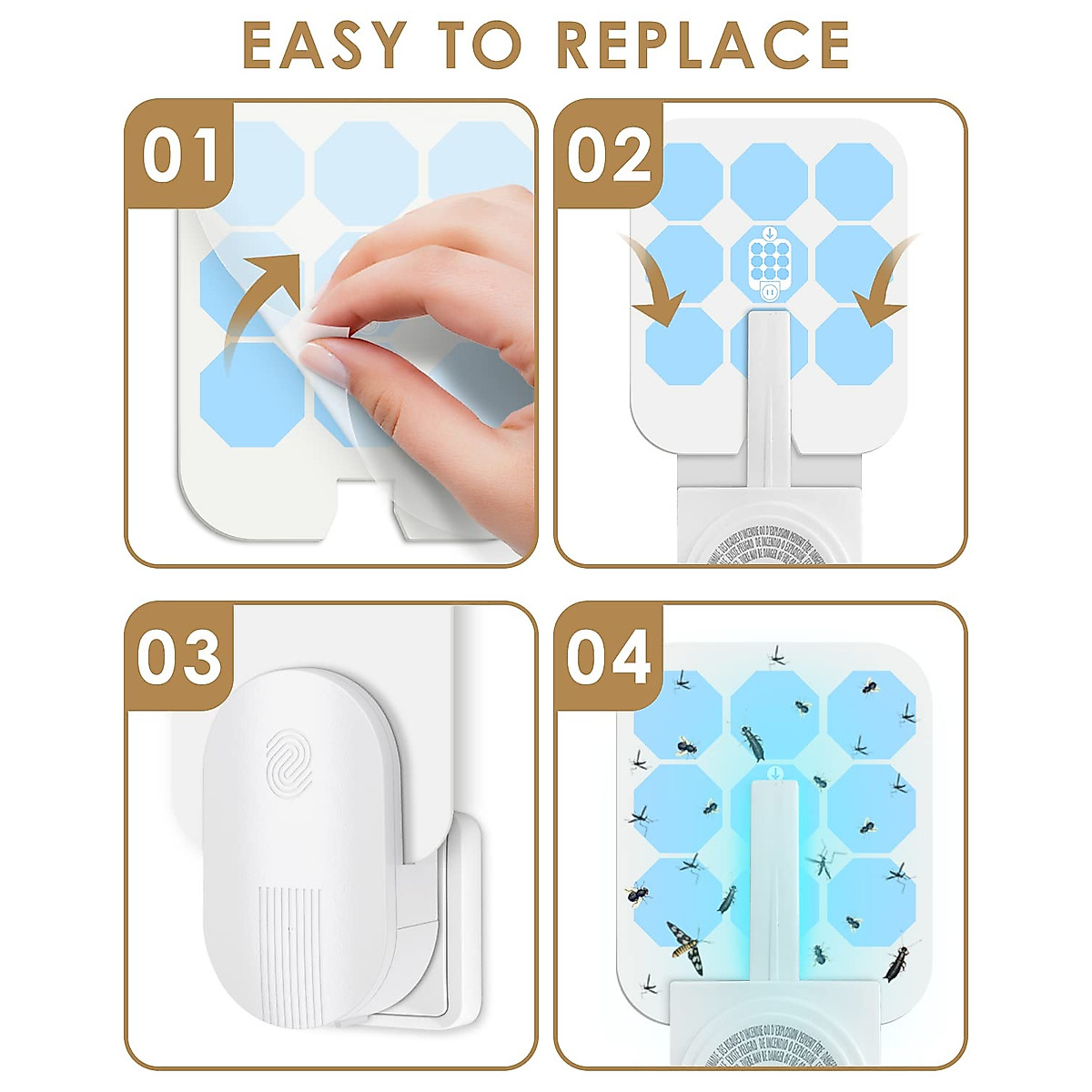 8 Pack Replacement Sticky Card for Safer Home SH502, Compatible with Dynatrap DT3005W Dot and for Safer Home SH502 Plug-in Indoor Replacement Glue Boards Refills