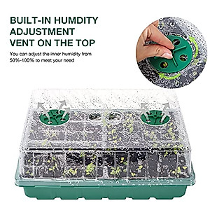 HOXHA 8 Pack Seed Starter Tray Kit, 384 Cell Indoor Seedling Starting Trays with Humidity Dome Base Mini Greenhouse Plant Germination Set for Seeds Growing, 8 Pack 48 Cell