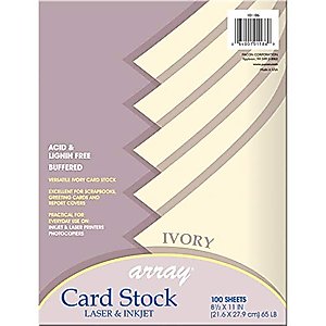 Array Card Stock-101186 Pacon Card Stock, Classic Ivory, 8-1/2" x 11", 100 Sheets