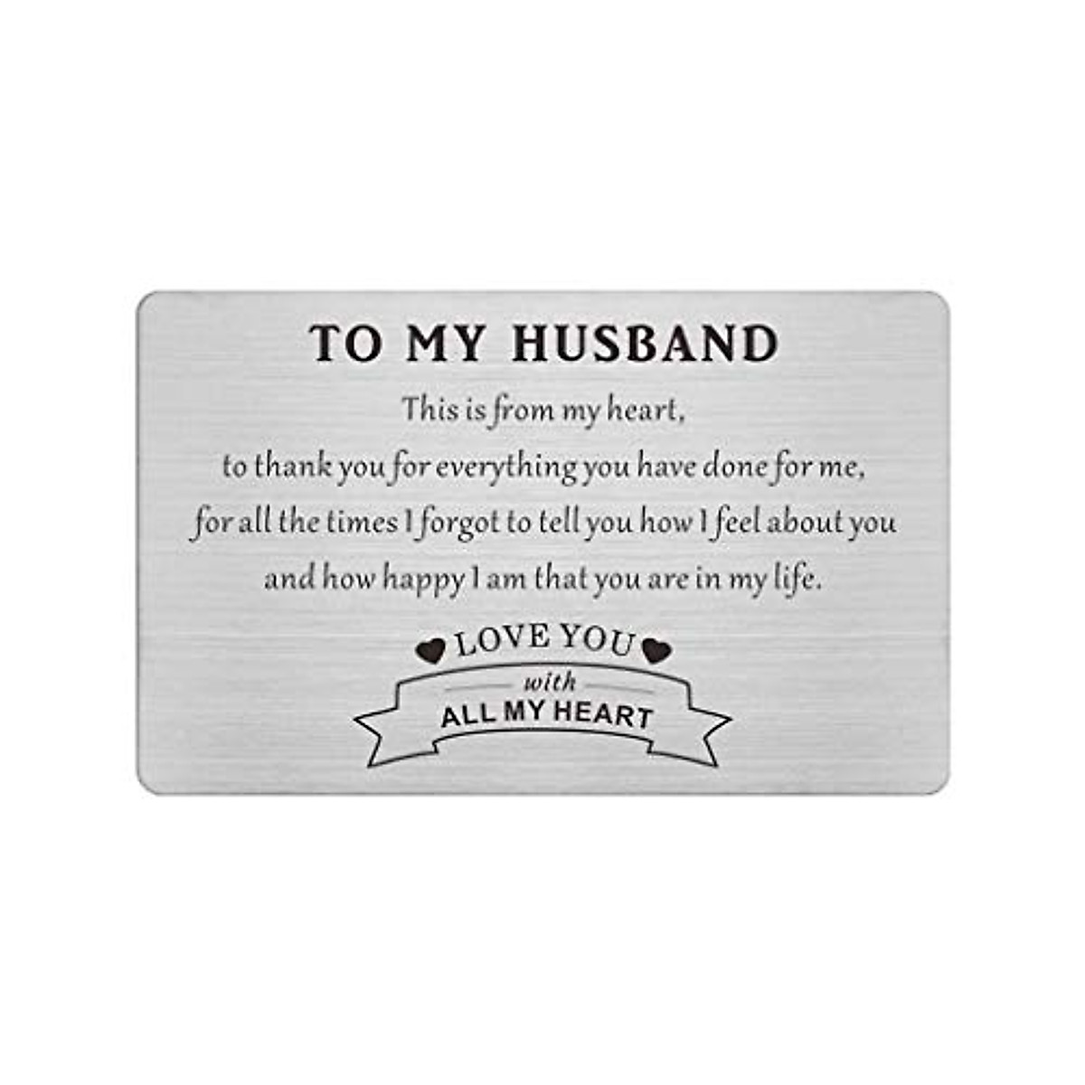 Resdink Fathers Day Husband Gifts Card, Metal Wallet Card for Husband Birthday, I Love You Husband from Wife, Thank You Husband Gifts for Him Men, Simple Anniversary Card for My Husband Present