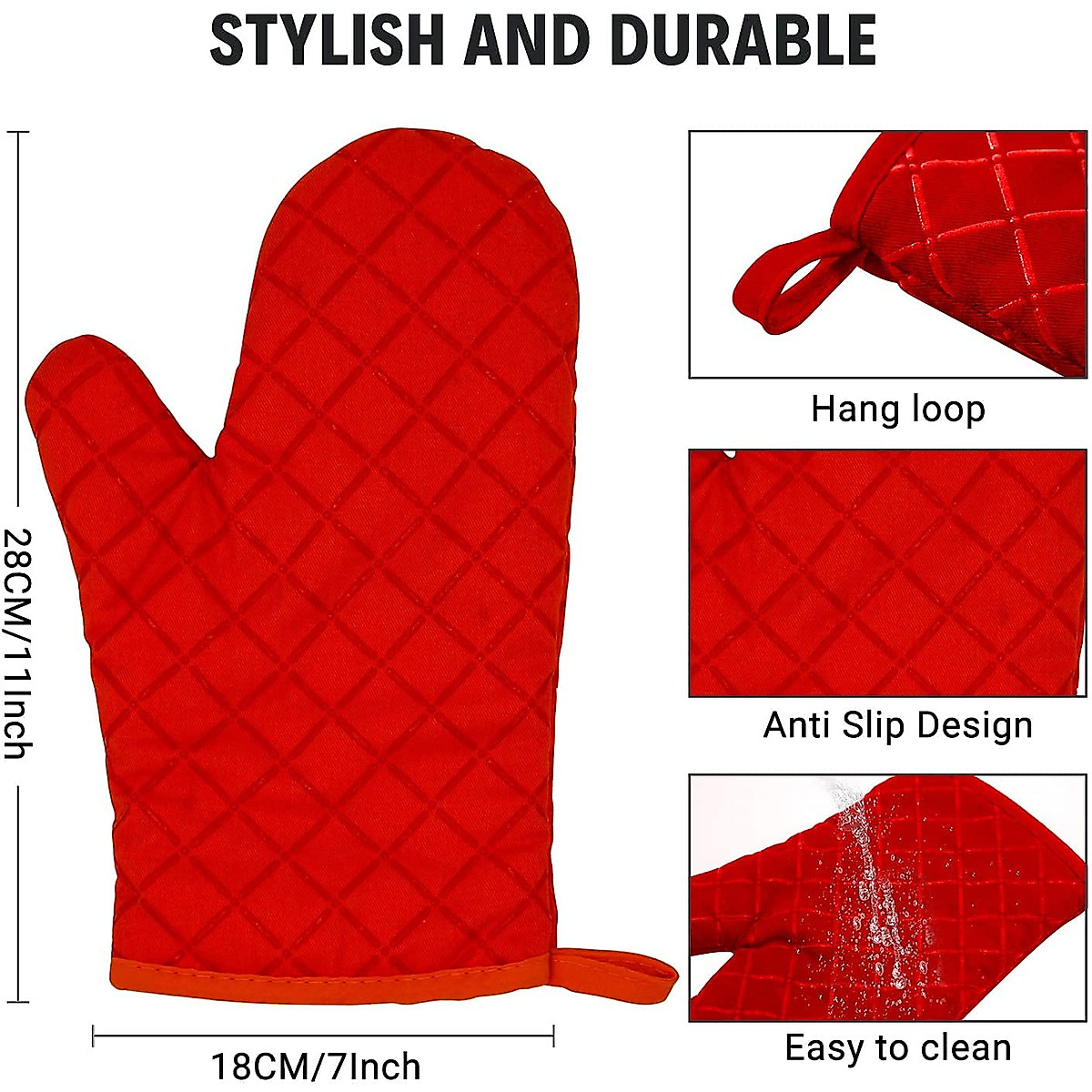 Oven Mitts Heat Resistant 500 Degrees- Non Slip Silicon Kitchen Gloves for Grilling/Cooking/Baking/Barbecue 1 Pair