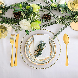 Dicunoy 24 PCS Gold Silverware Set, Gold Forks and Spoons, Stainless Steel Gold Plated Cutlery Utensils with Storage Case for Wedding Festival Christmas Party Dinner Table, Service of 6