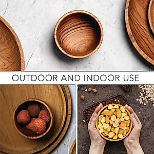 YUNIFF Teak Wood Rice Bowl, Wooden Small Bowl, Condiment Bowl for Sauces, Soups and Nuts, All Natural, Lightweight and Easy to Clean Set of 4