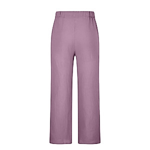 Men Pants Elastic Waistband Mens Lightweight Pants Casual Stylish Cotton Linen Loose Trouser Summer Drawstring Elastic Waist Beach Sweatpants Pink M