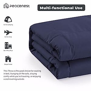 Peace nest Down Throw Blankets for Couch 50x70” Down Blanket for Indoor and Outdoor use Soft Lightweight Navy