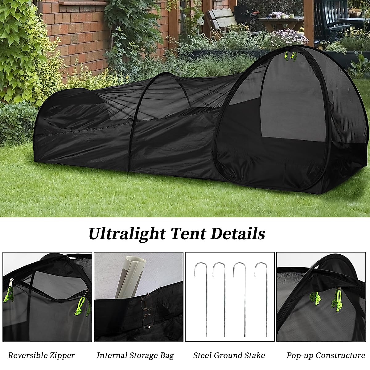 L RUNNZER One Person Tent, Pop Up Ultralight Bivvy Tent for Camping, Backpacking & Trekking with Rainfly
