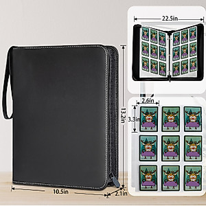 Binceen Trading Card Binder 900 Pockets, Portable Premium Card Album, Sturdy Card Holder Folders with Zipper for Baseball, Basketball and Football Cards (black)