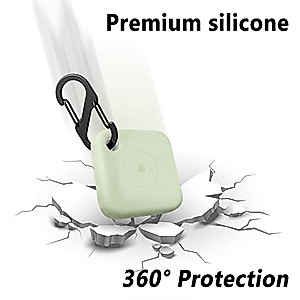 Geiomoo Silicone Case Compatible with Tile Mate 2020, Tile Mate 2018, Protective Cover with Carabiner (Luminous Green)