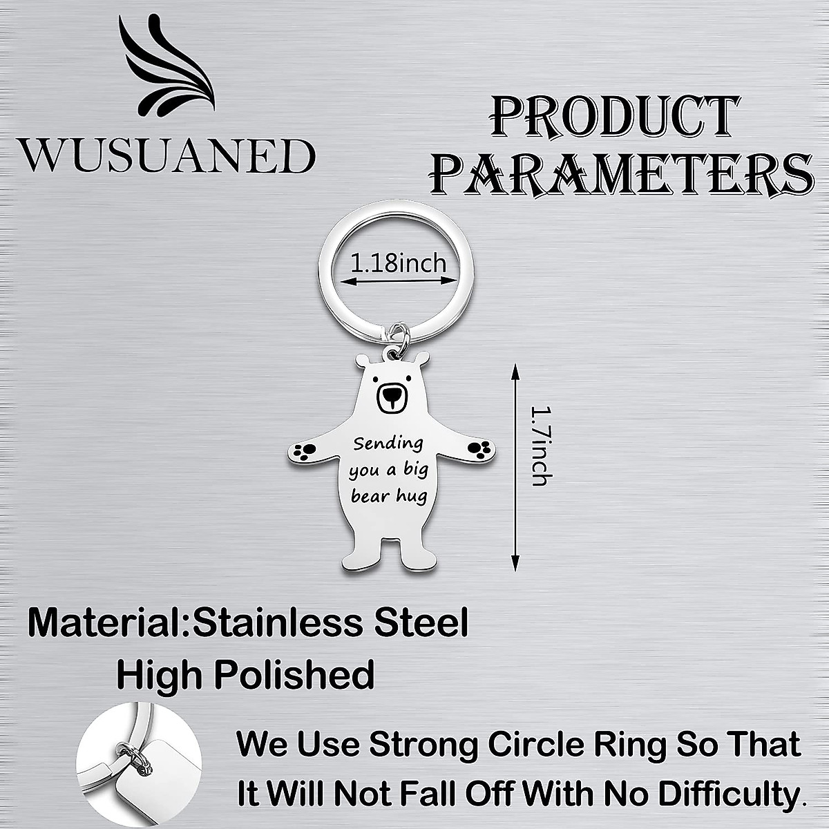 WUSUANED Long Distance Hug Jewelry Sending You A Big Bear Hug Keychain Long Distance Relationships Gift Isolation Missing You Gift (big bear hug keychain)