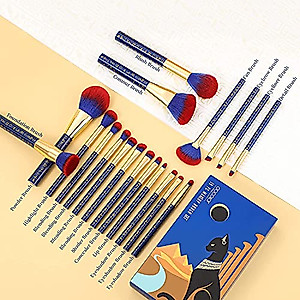 Docolor Makeup Brushes 19Pcs Makeup Brush Set Premium Gift Synthetic Powder Kabuki Foundation Contour Blush Concealer Eye Shadow Blending Liner Make Up Brush Kit, Ancient Egyptian Series