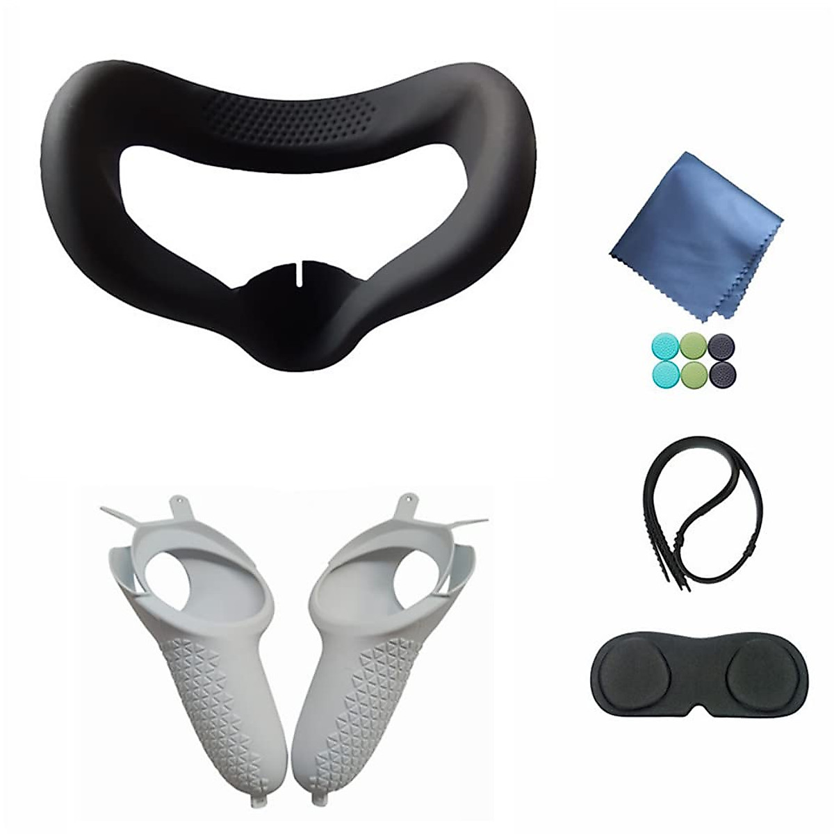 for Oculus Quest 2 Accessories, Quest 2 VR Silicone face Cover, VR Shell Cover,Quest 2 Touch Controller Grip Cover,Protective Lens Cover,Disposable Eye Cover (1)